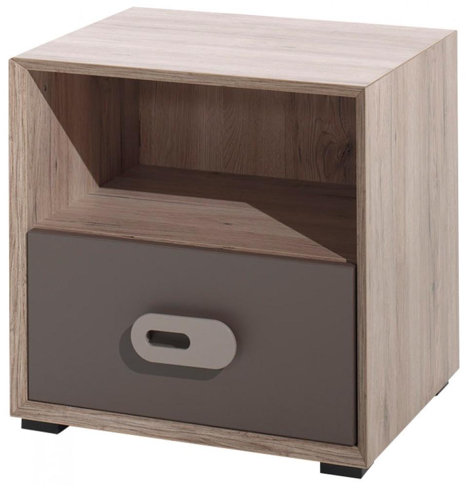 Table de chevet 1 tiroir 1 niche bois clair et marron Foresta | Leroy ...