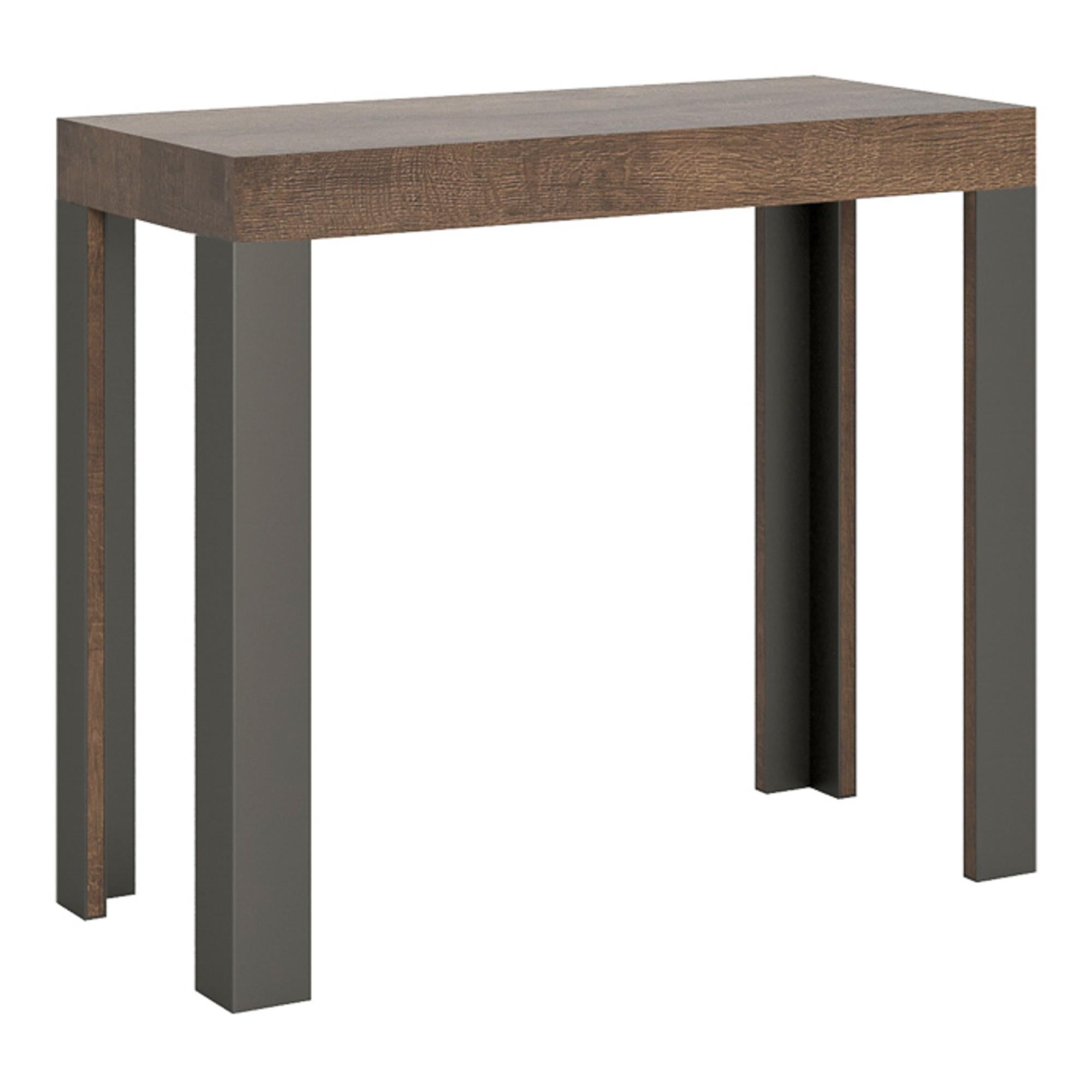 Consolle allungabile 90x40/196 cm Linea Small Noce telaio Antracite ...
