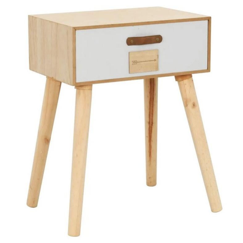 Table de chevet 1 tiroir pin massif clair et blanc Loukaf | Leroy Merlin