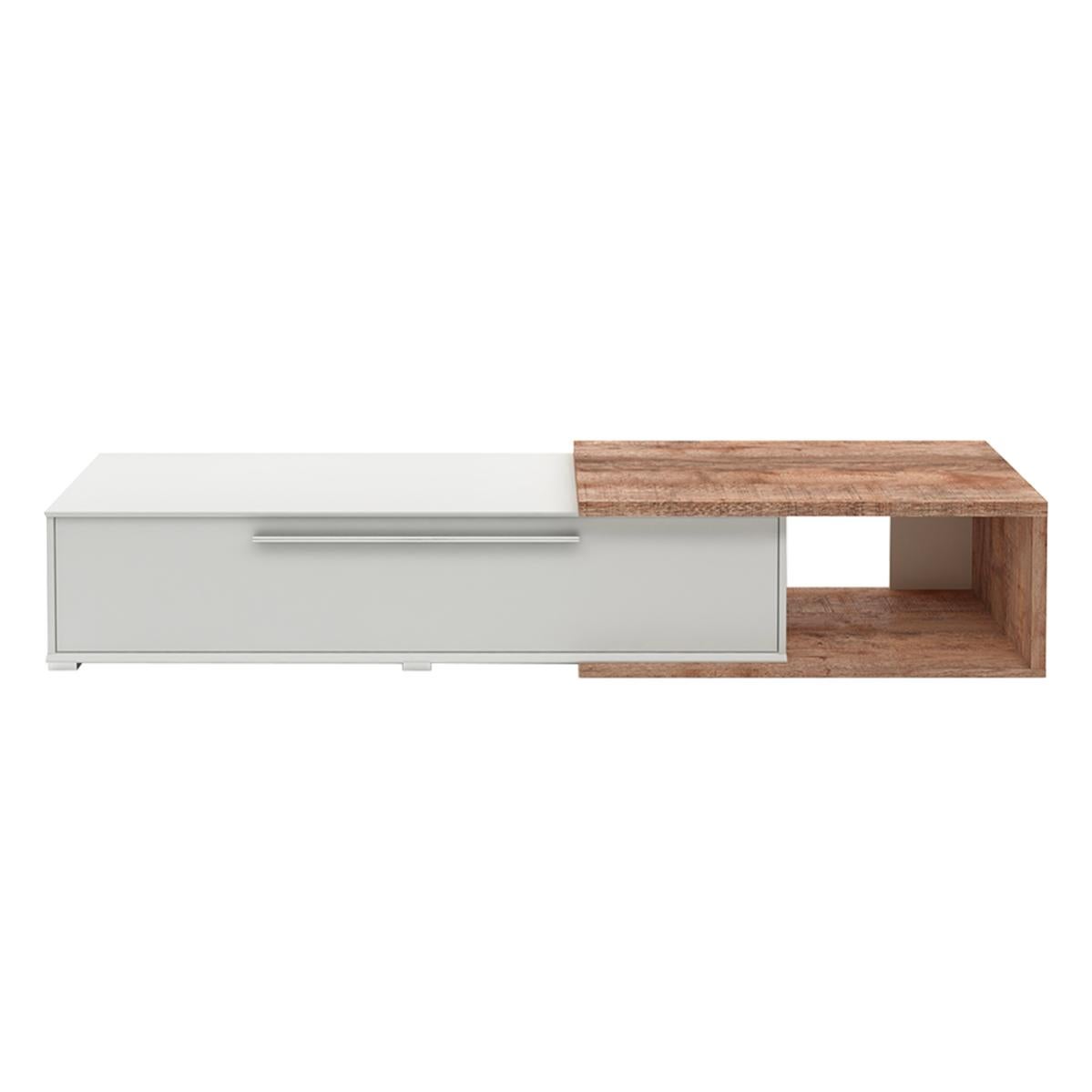 Meuble TV modulable 183 - 250 cm Pablo Blanc et Bois | Leroy Merlin