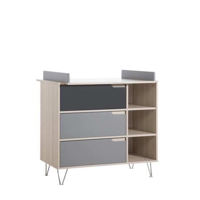 GEUTHER Marit Commode a langer - acacia/gris - kit plan a langer inclus ...