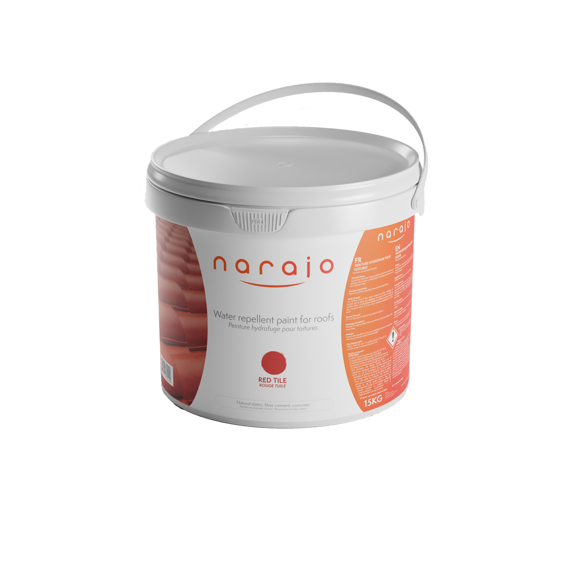 NARAJO® Peinture Hydrofuge Colorée - Rouge Tuile - Prêt à l'emploi 15kg ...