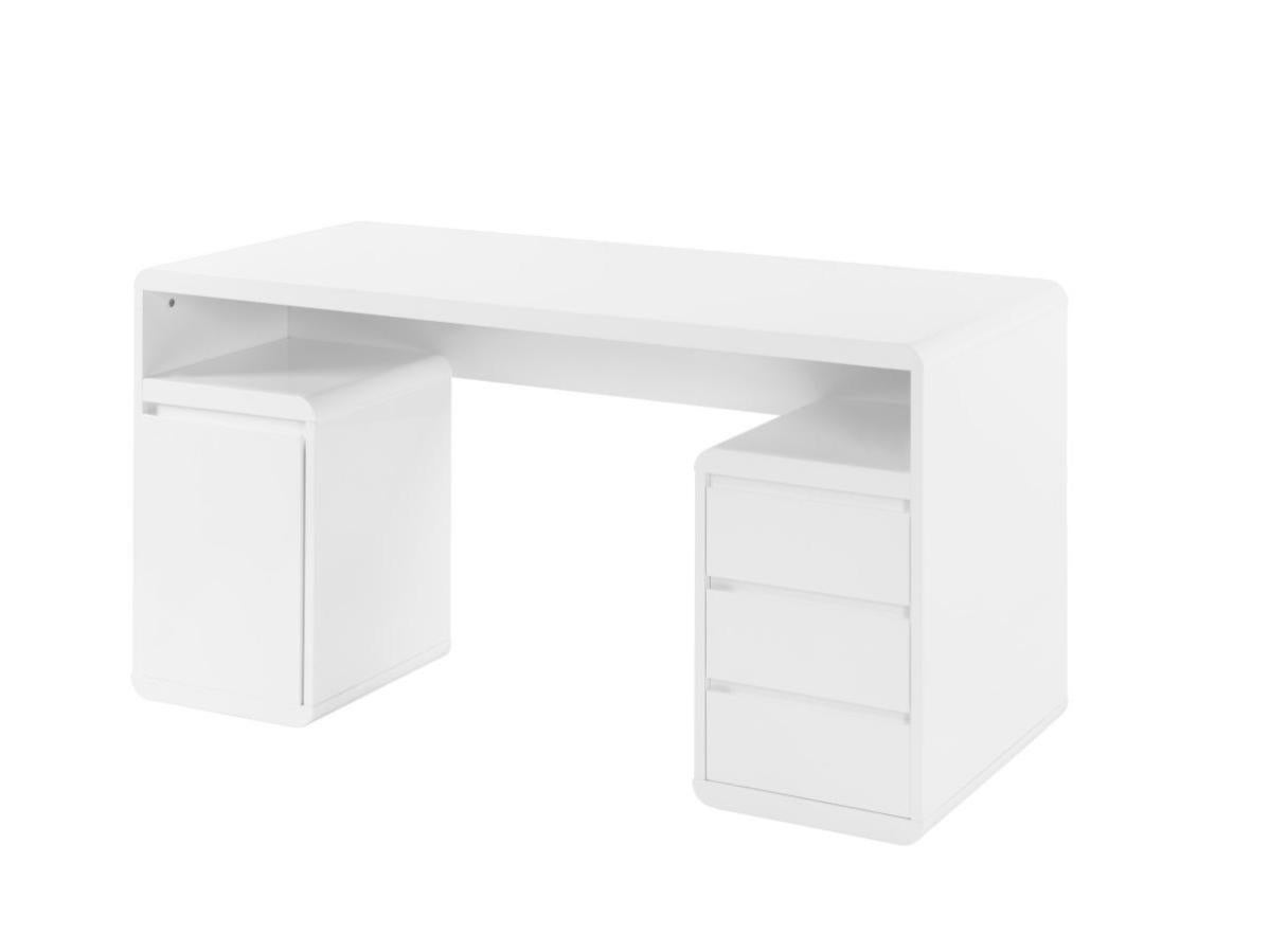 Bureau avec rangements SERGUEI - MDF laqué blanc | Leroy Merlin