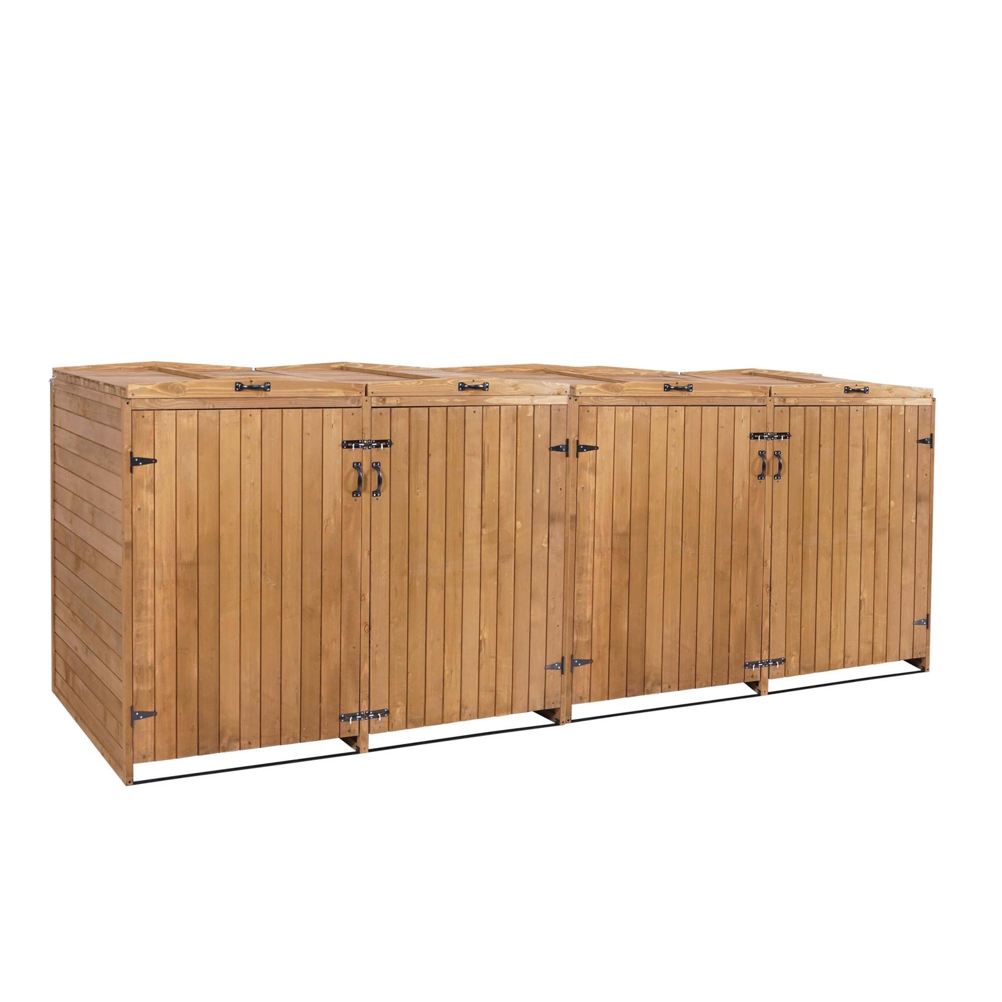 4x copribidoni box spazzatura rifiuti HWC-H74 98x316x126cm legno abete ...
