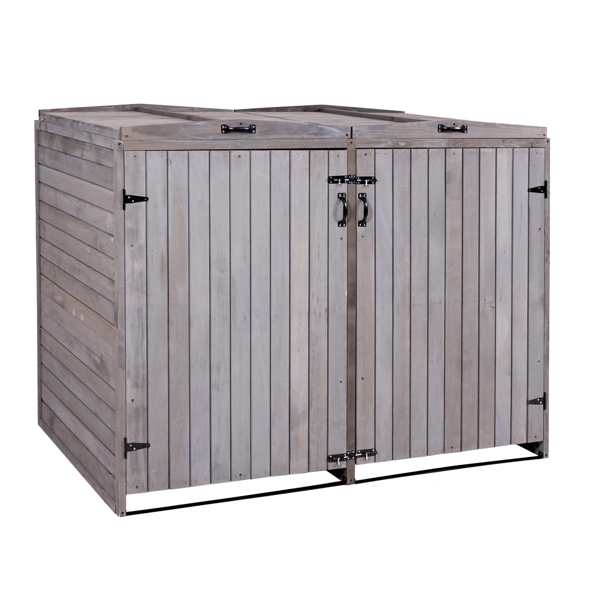 2x copribidoni box spazzatura rifiuti HWC-H74 98x158x126cm legno abete ...
