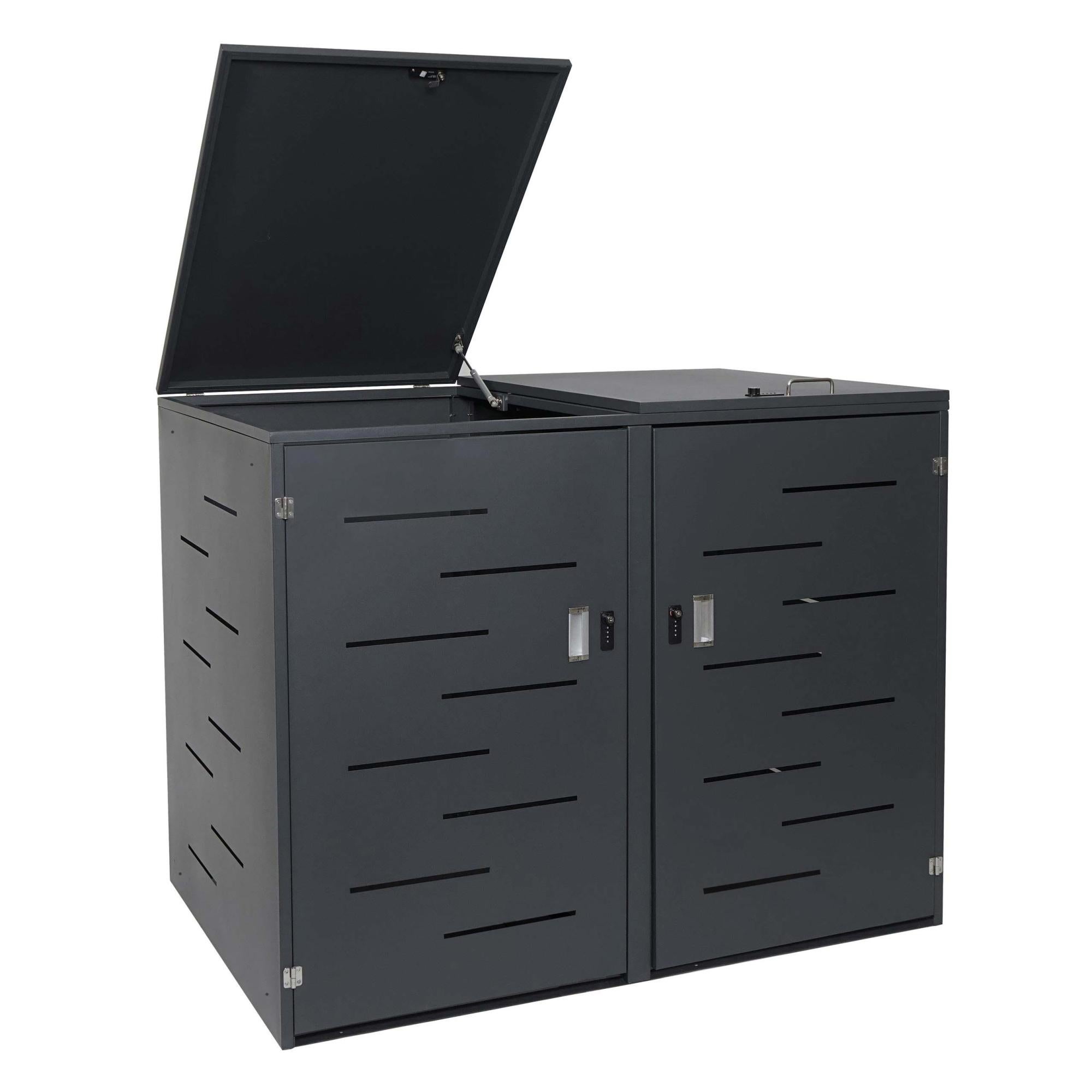 2x copribidoni box spazzatura rifiuti HWC-E83 98x141x116,5cm acciaio ...