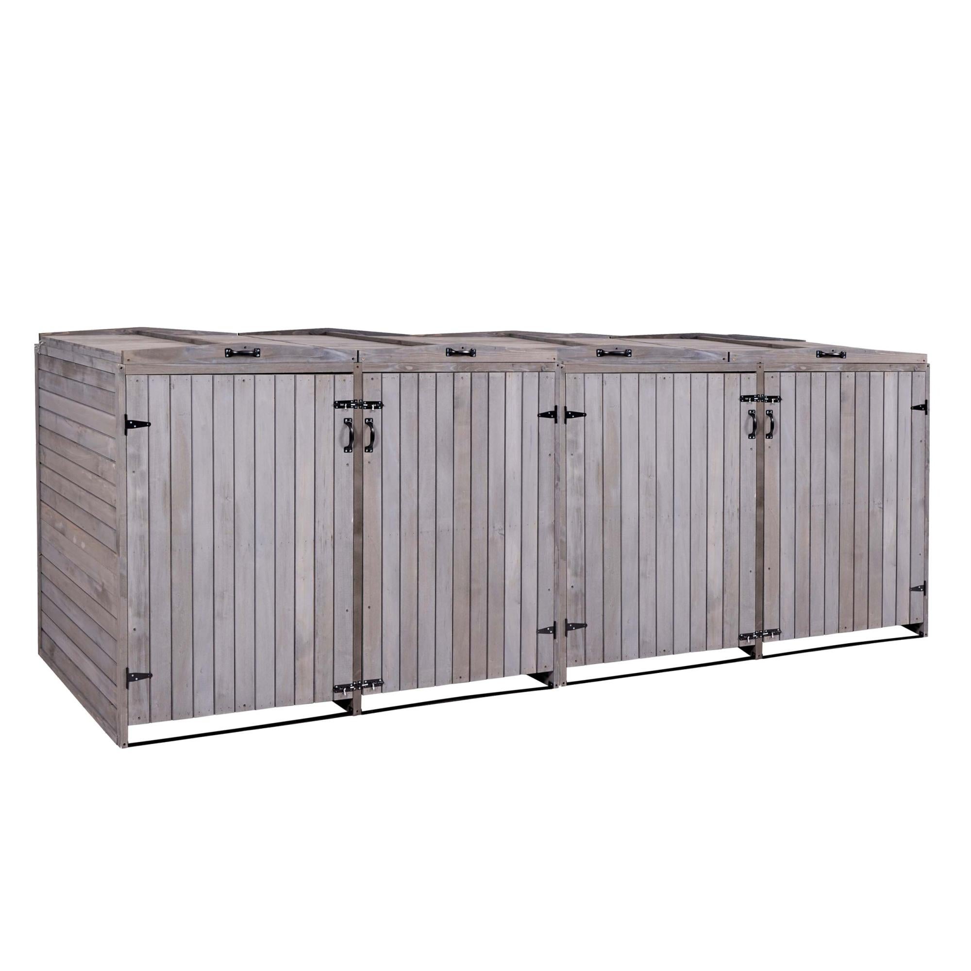 4x copribidoni box spazzatura rifiuti HWC-H74 98x316x126cm legno abete ...