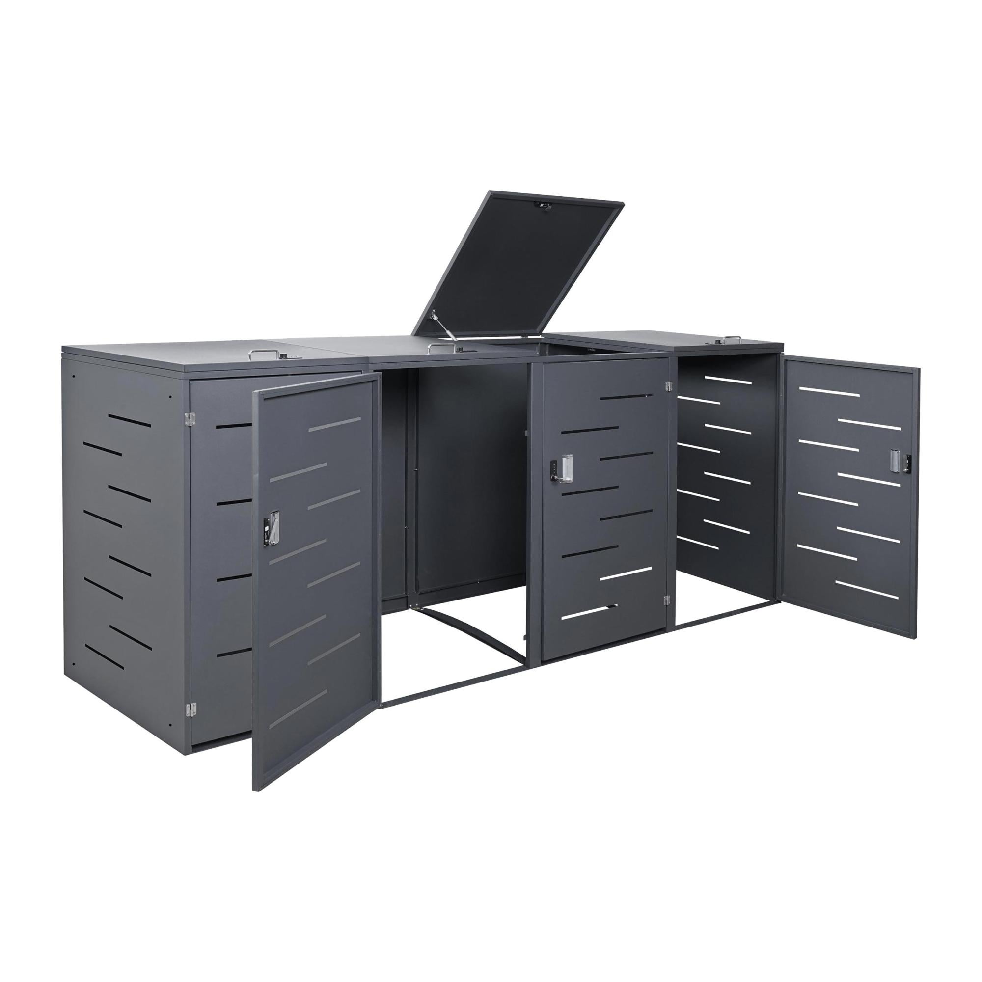 4x copribidoni box spazzatura rifiuti HWC-E83 80x263x116,5cm acciaio ...