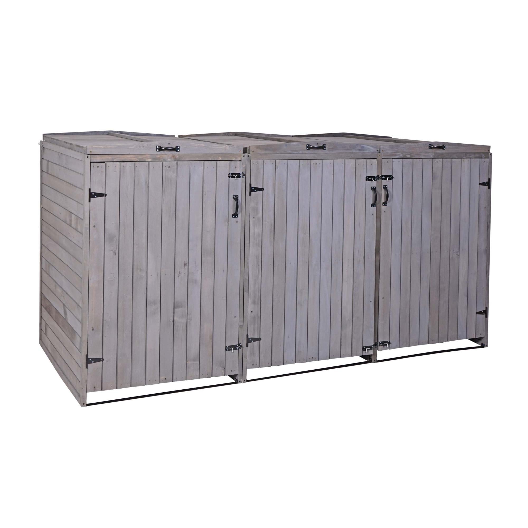3x copribidoni box spazzatura rifiuti HWC-H74 98x238x126cm legno abete ...