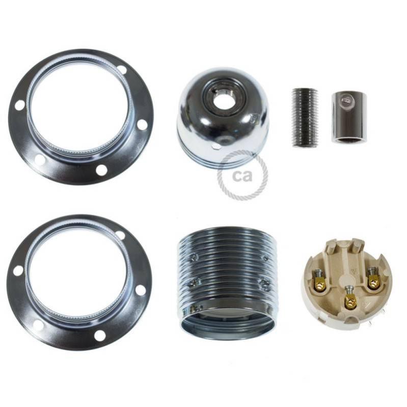 Creative cables - Kit portalampada E27 in metallo con doppia ghiera per ...