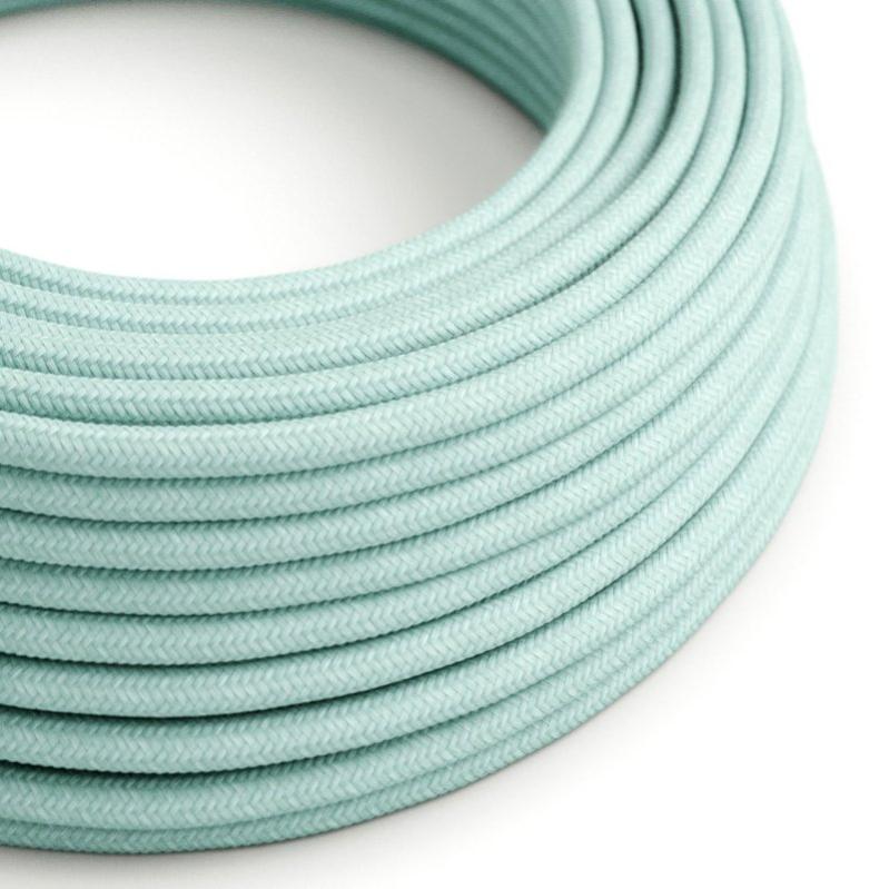 Creative cables - Câble électrique rond en coton de couleur unie vert ...