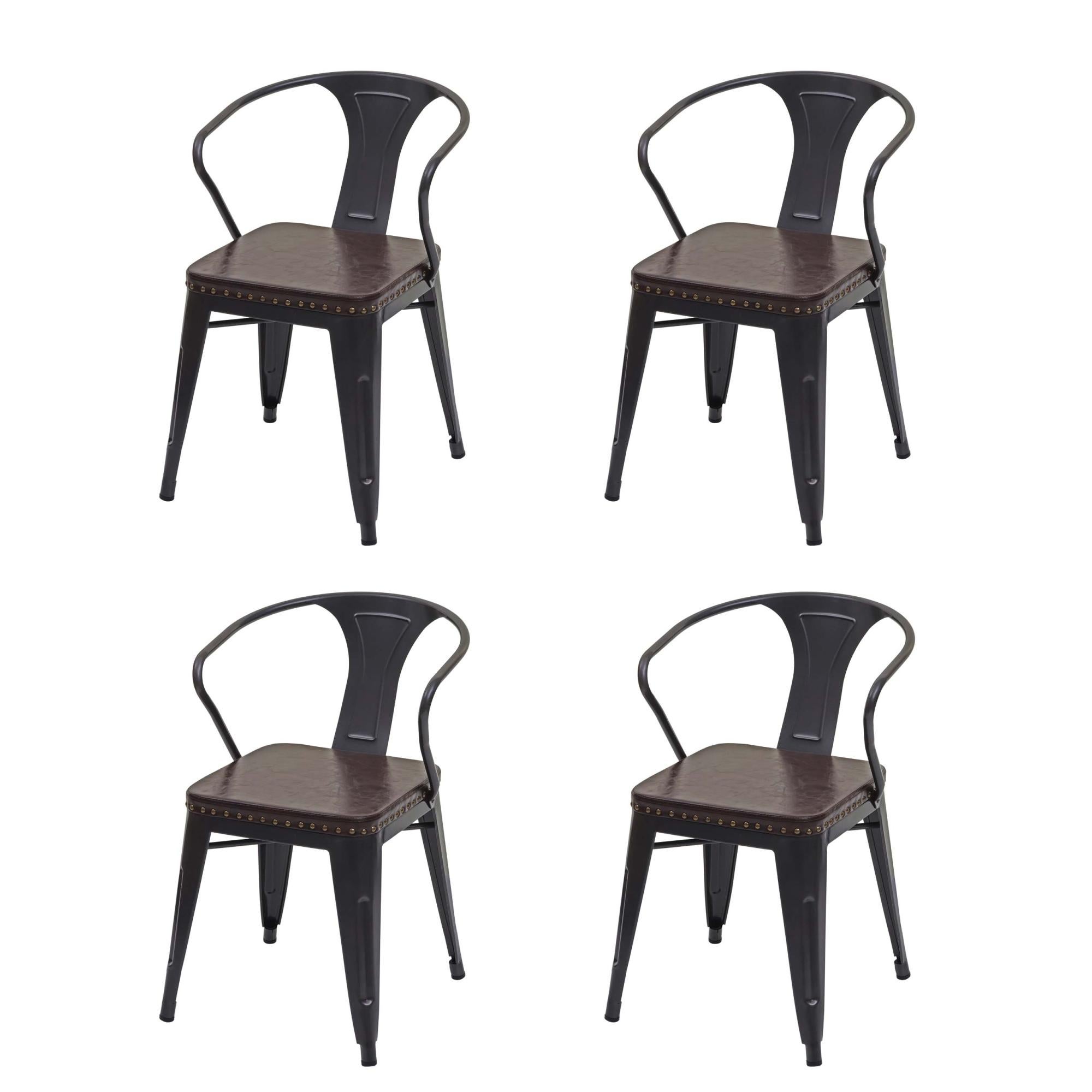 Set 4x sedie design industriale HWC-H10d acciaio verniciato ecopelle ...