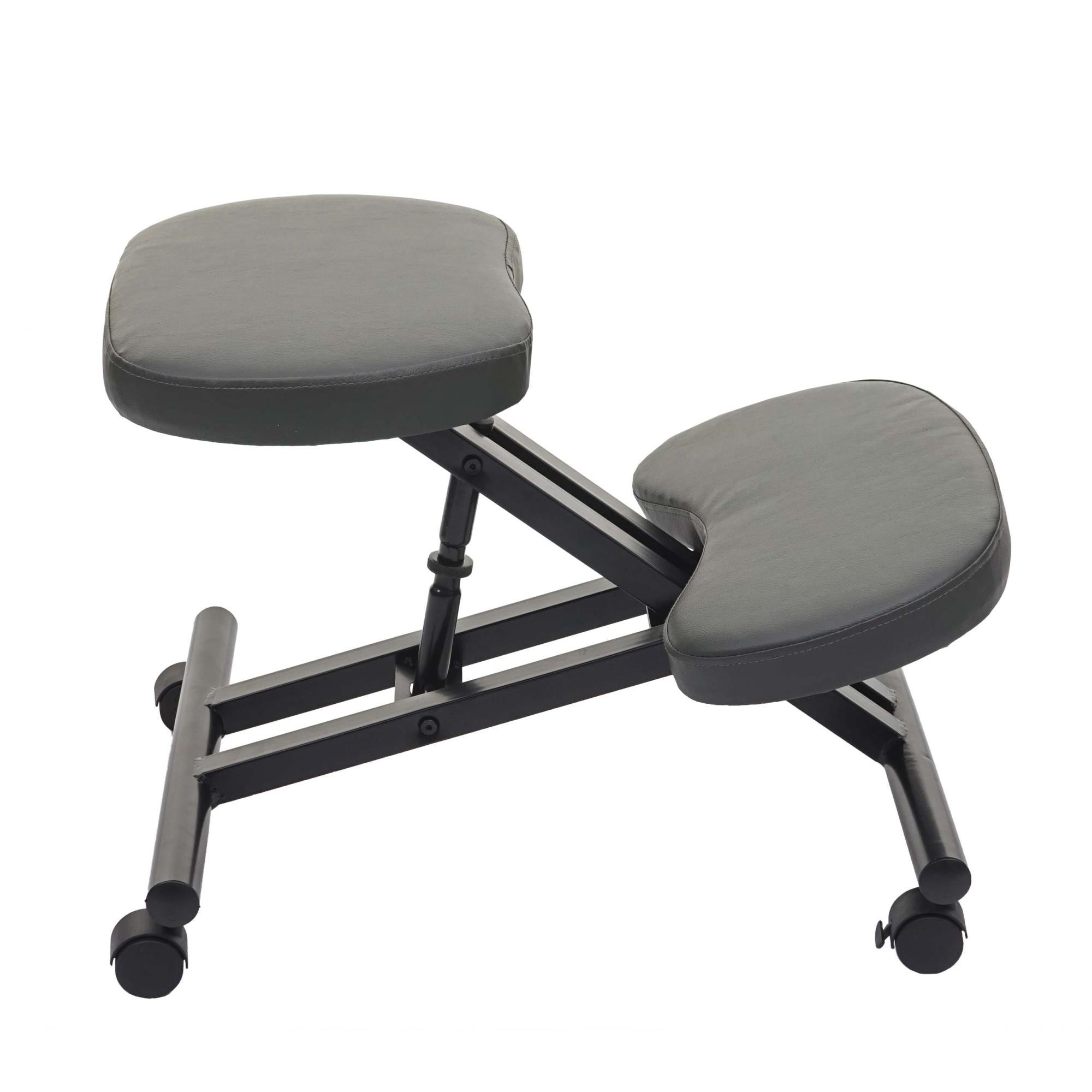 Sedia sgabello posturale ergonomica HWC-E10 ecopelle grigio scuro ...