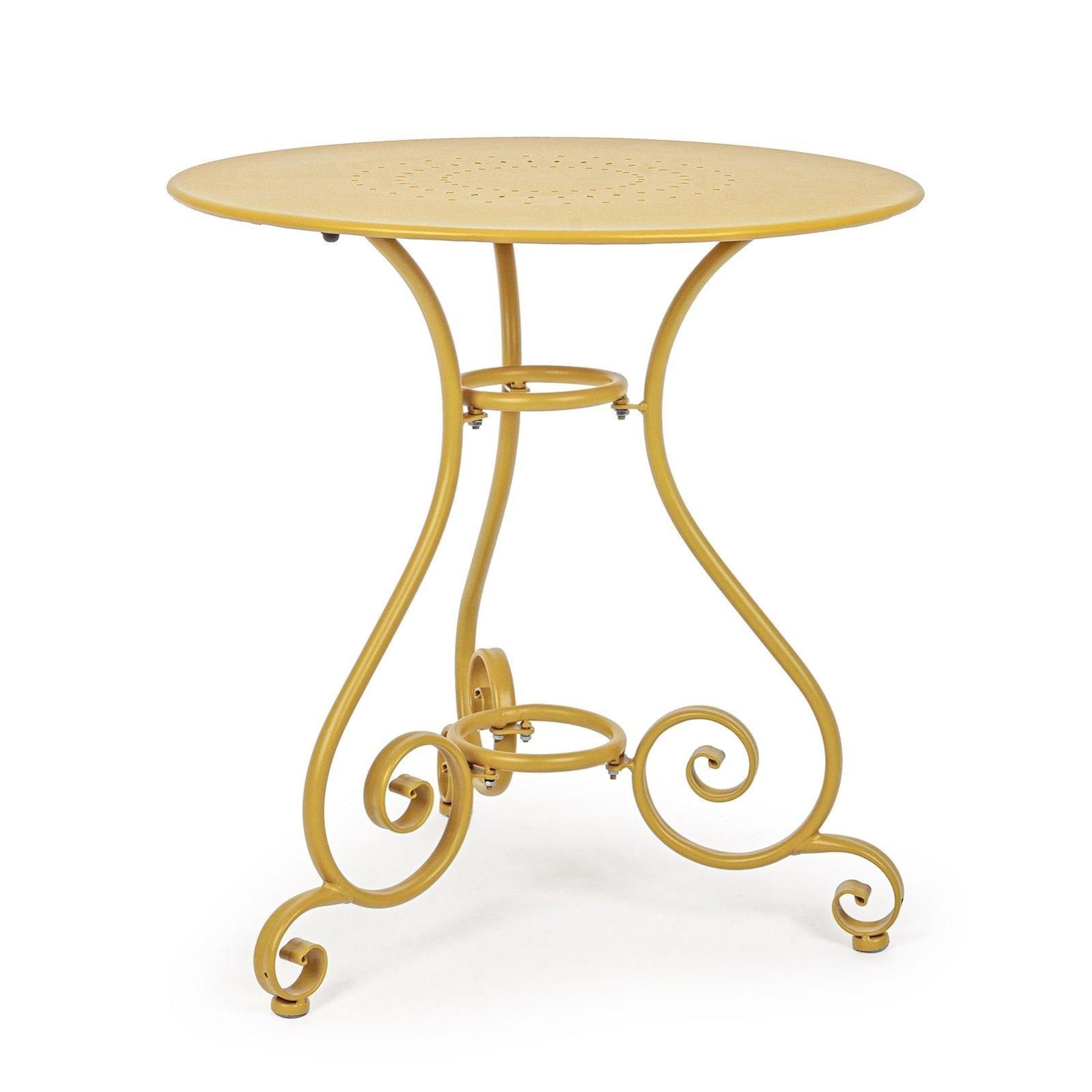 Tavolino tondo Etienne colorato in acciaio da giardino e bar per ...