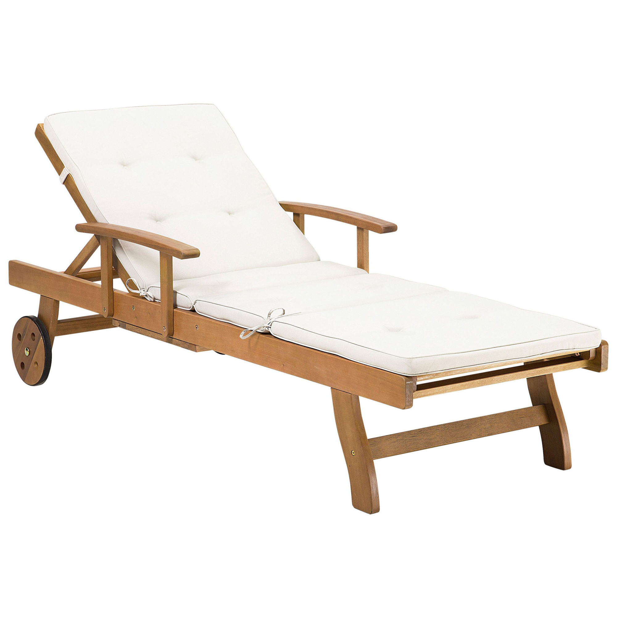 Lettino giardino legno acacia alta qualità e cuscino crema 180cm JAVA ...