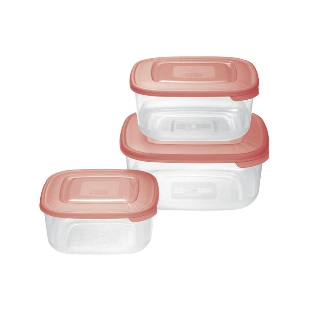 Set 3 Contenitori Frigo Frigobox per Alimenti Quadrati Corallo ...