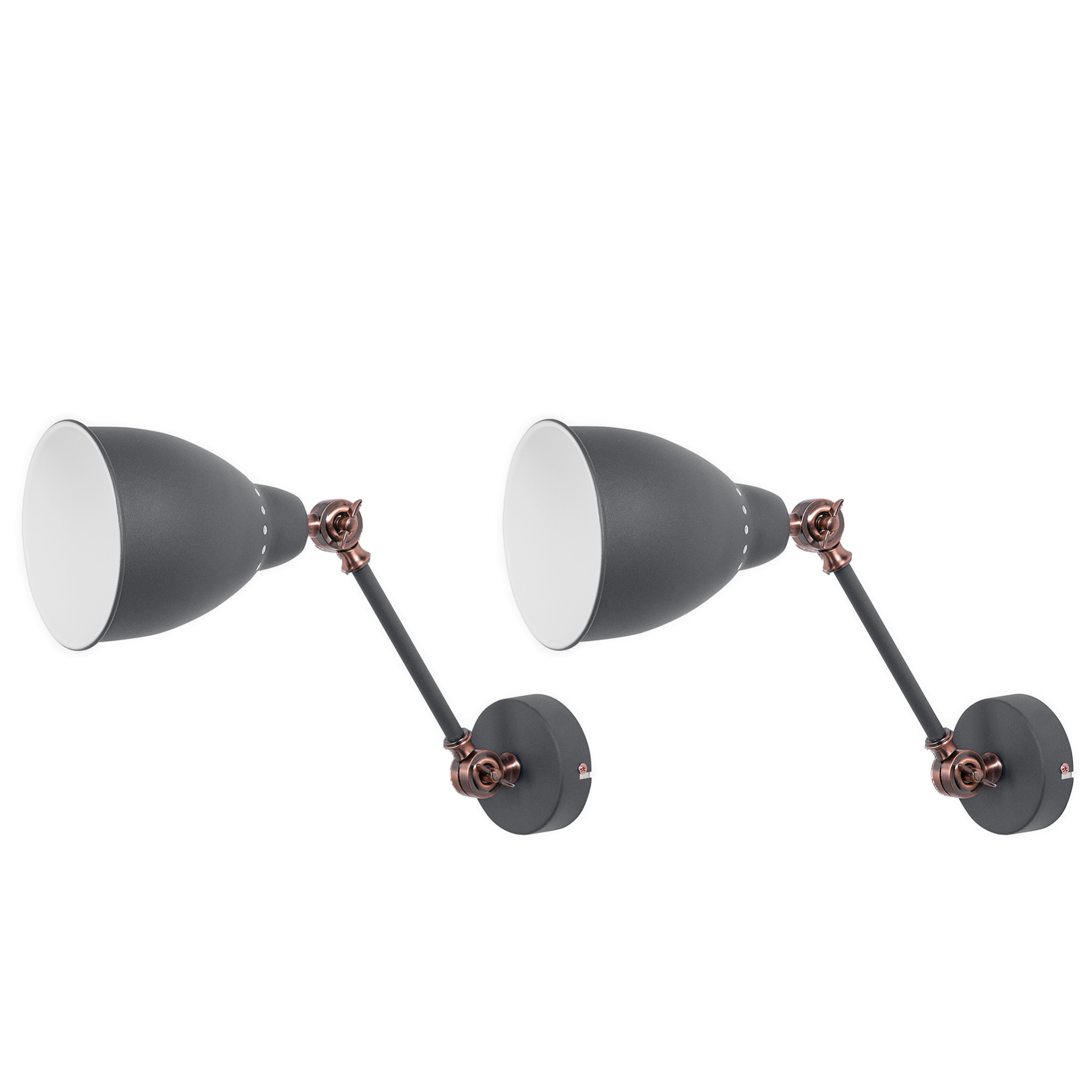 Set di 2 lampade da parete grigio grafite / rame MISSISSIPPI M | Leroy ...