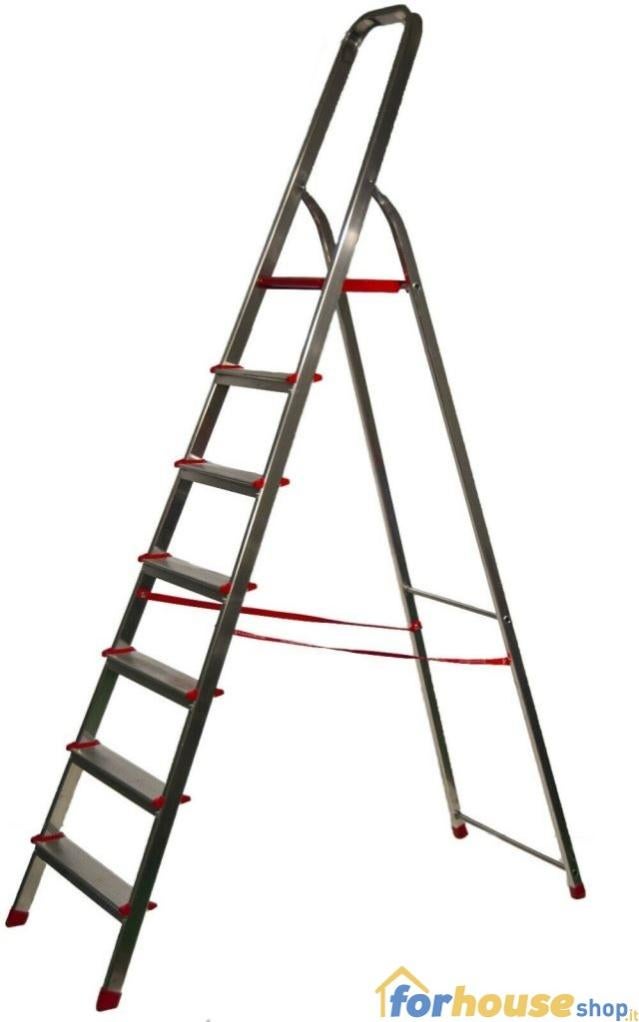 Scala Scaletto in Alluminio 8 gradini con Paraspigoli jumbo Made in ...