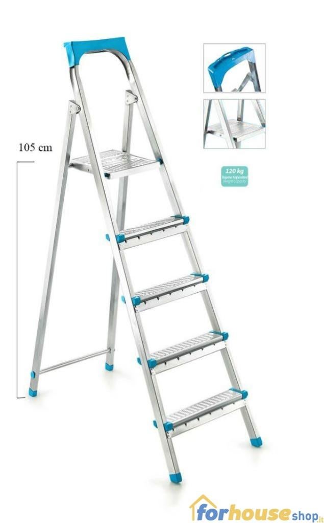 Scala Scaletto Sgabello in metallo 5 gradini 4 + 1 gradino | Leroy Merlin