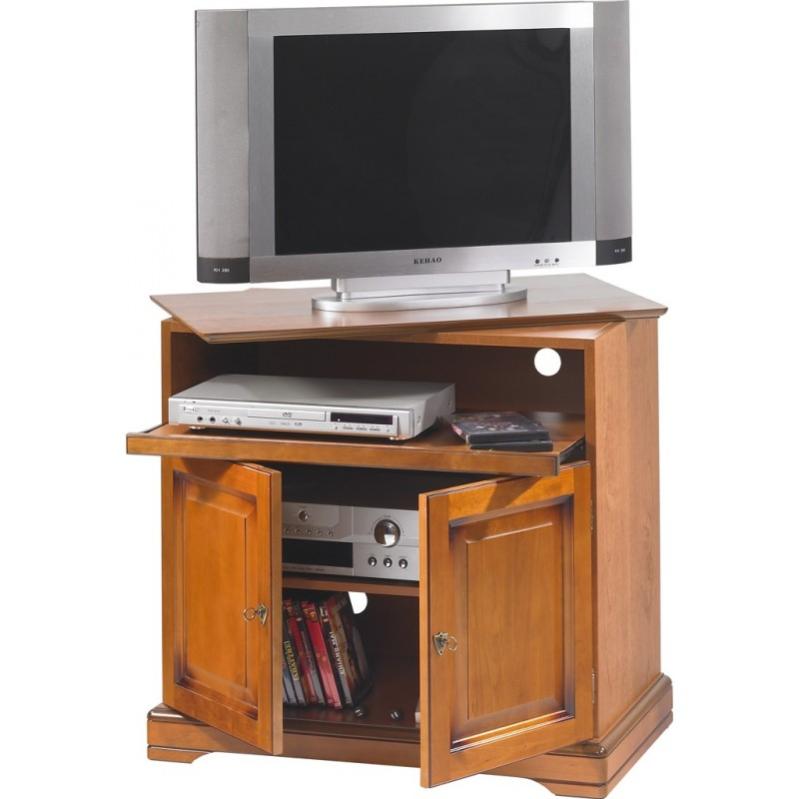 Meuble TV Plateau Pivotant 2 Portes Merisier | Leroy Merlin