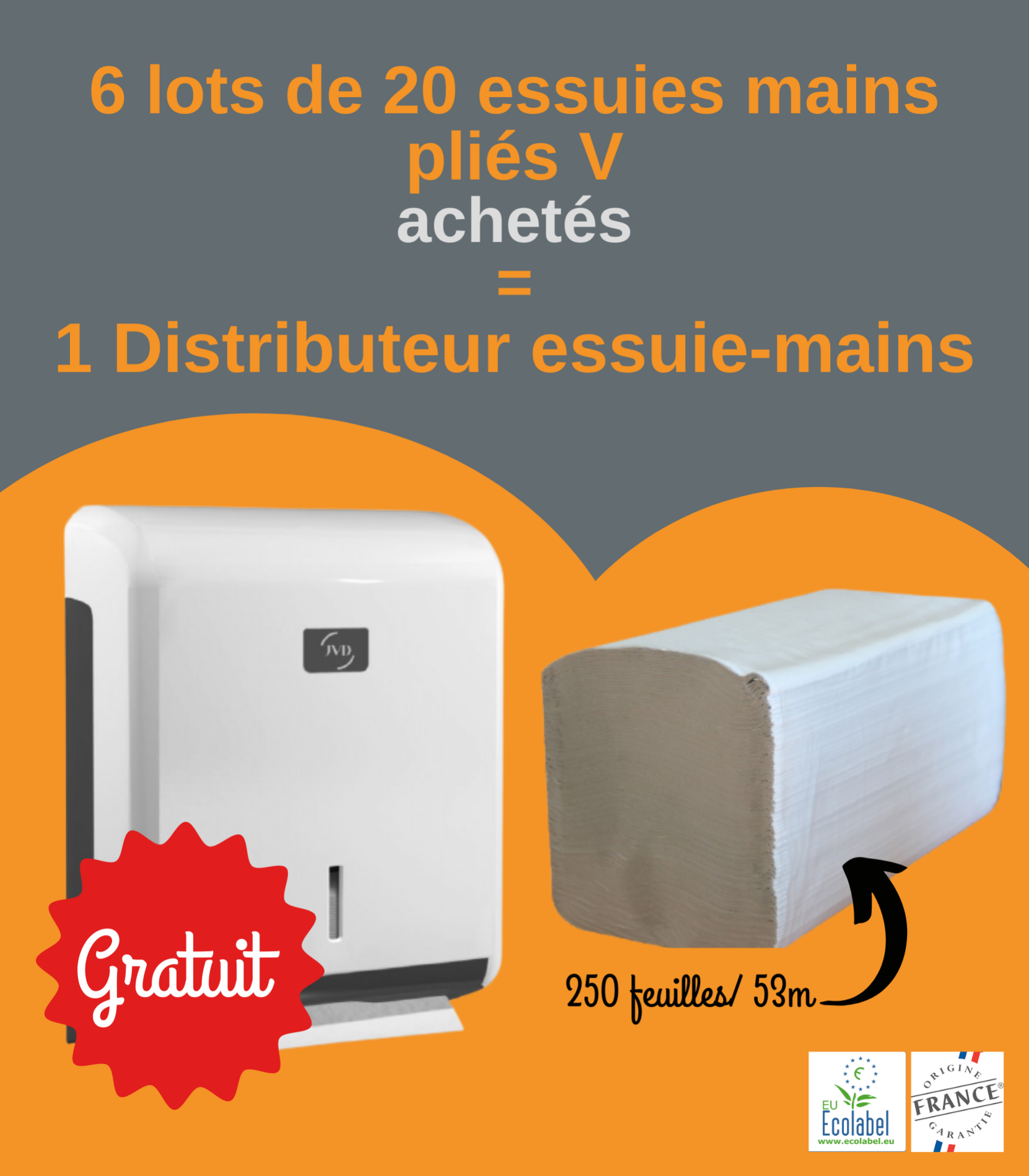 6 LOTS DE 20 ESSUIE MAINS PLIE V+ 1 DISTRIBUTEUR GRATUIT ESSUIE MAIN ...