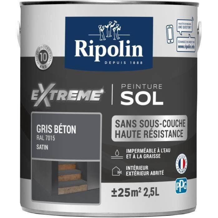 Ripolin Peinture Pour Sol Interieur + Exterieur - Gris Beton Ral 7015 Satin, 2,5l | Leroy Merlin