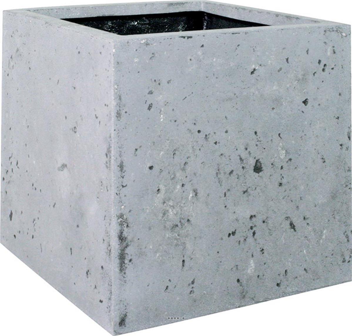 Bac en Polystone Roma Ext. Cube L 40x 40 x H 40 cm Gris ciment | Leroy ...