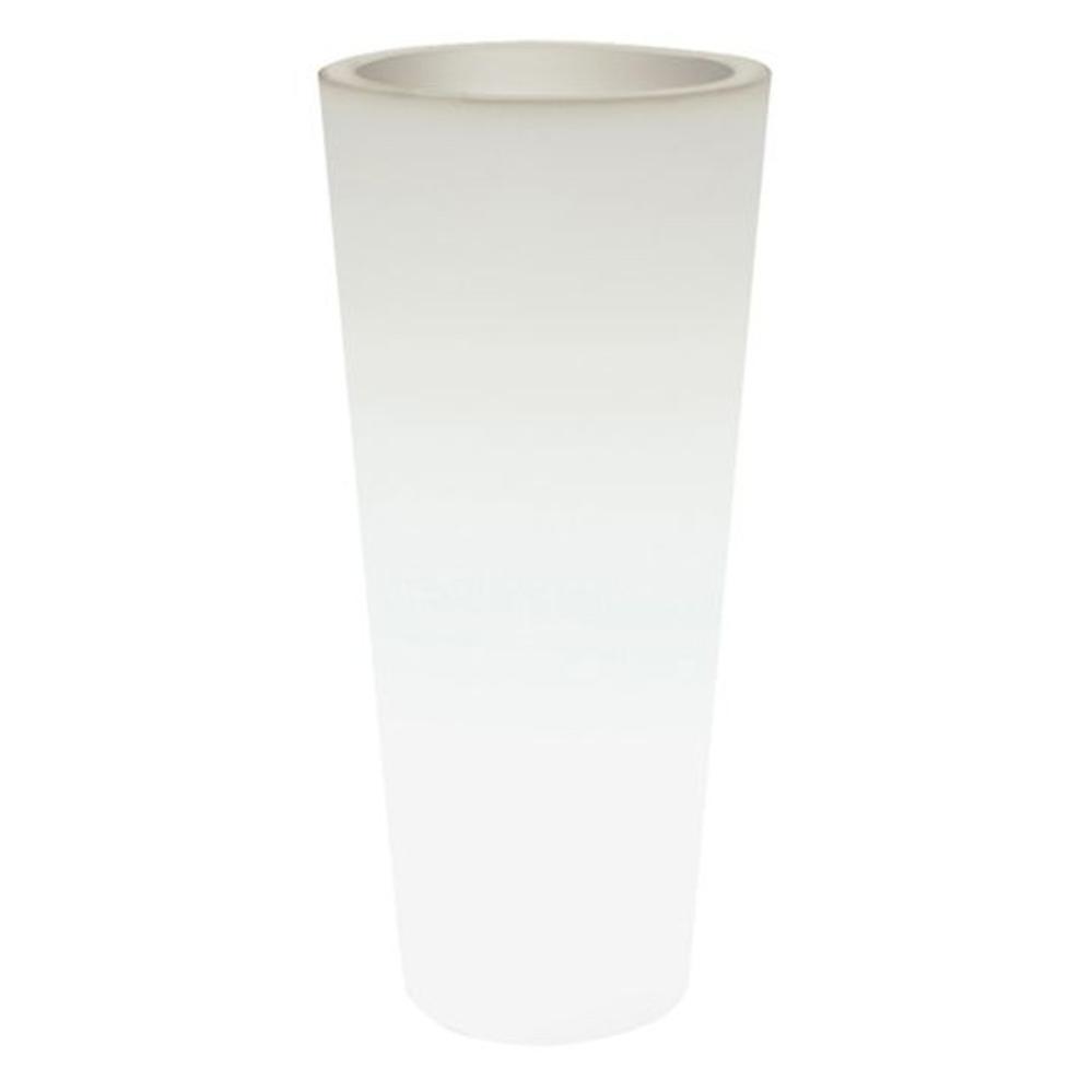 CAGLIARI pot ronde hauteur 85 cm. BLANC PERLE + kit éclairage BLANCHE ...