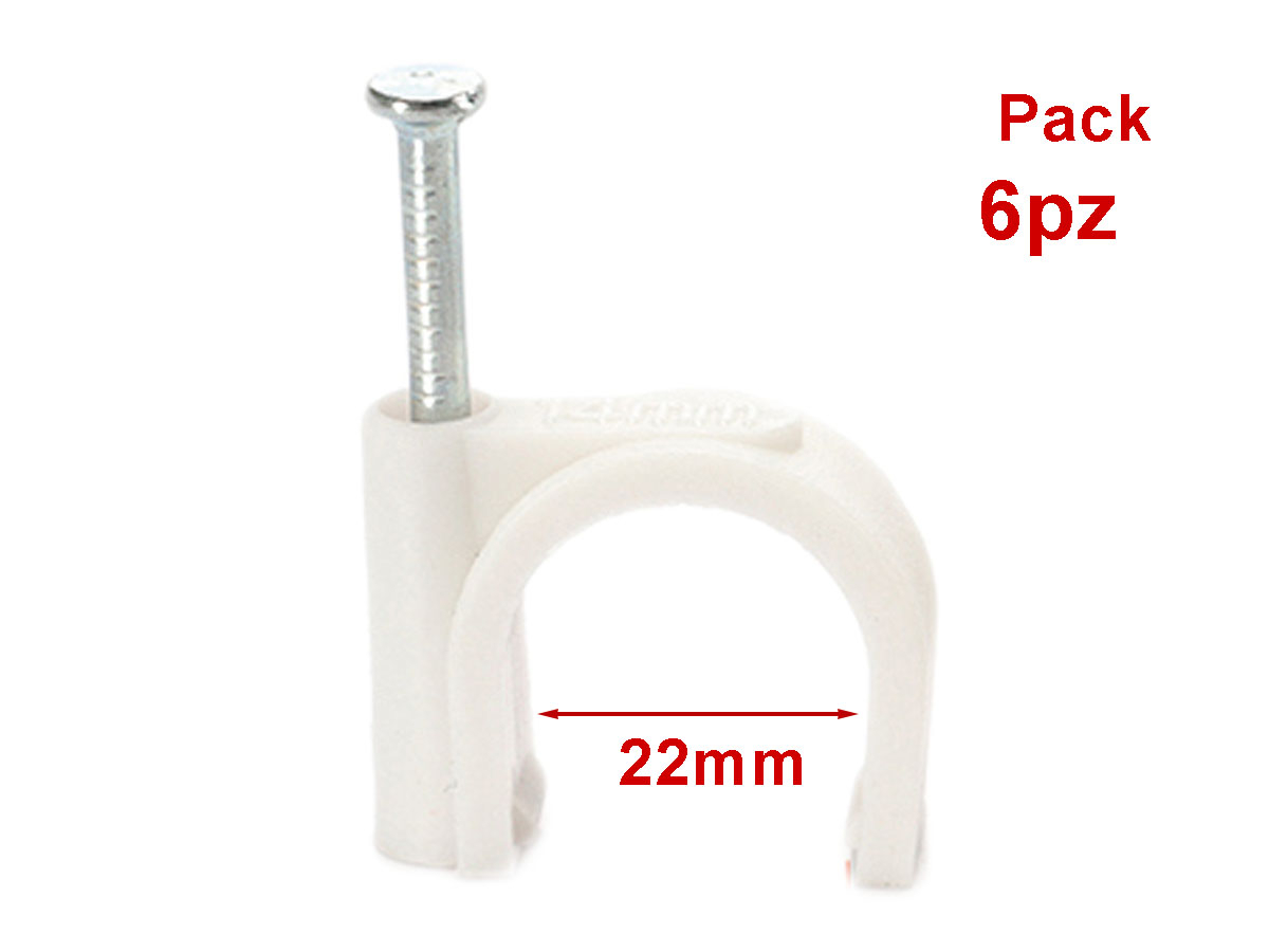 6 Pezzi Fermacavo con Chiodo 22mm Clip per Cavi Fissacavi A Muro | Leroy Merlin