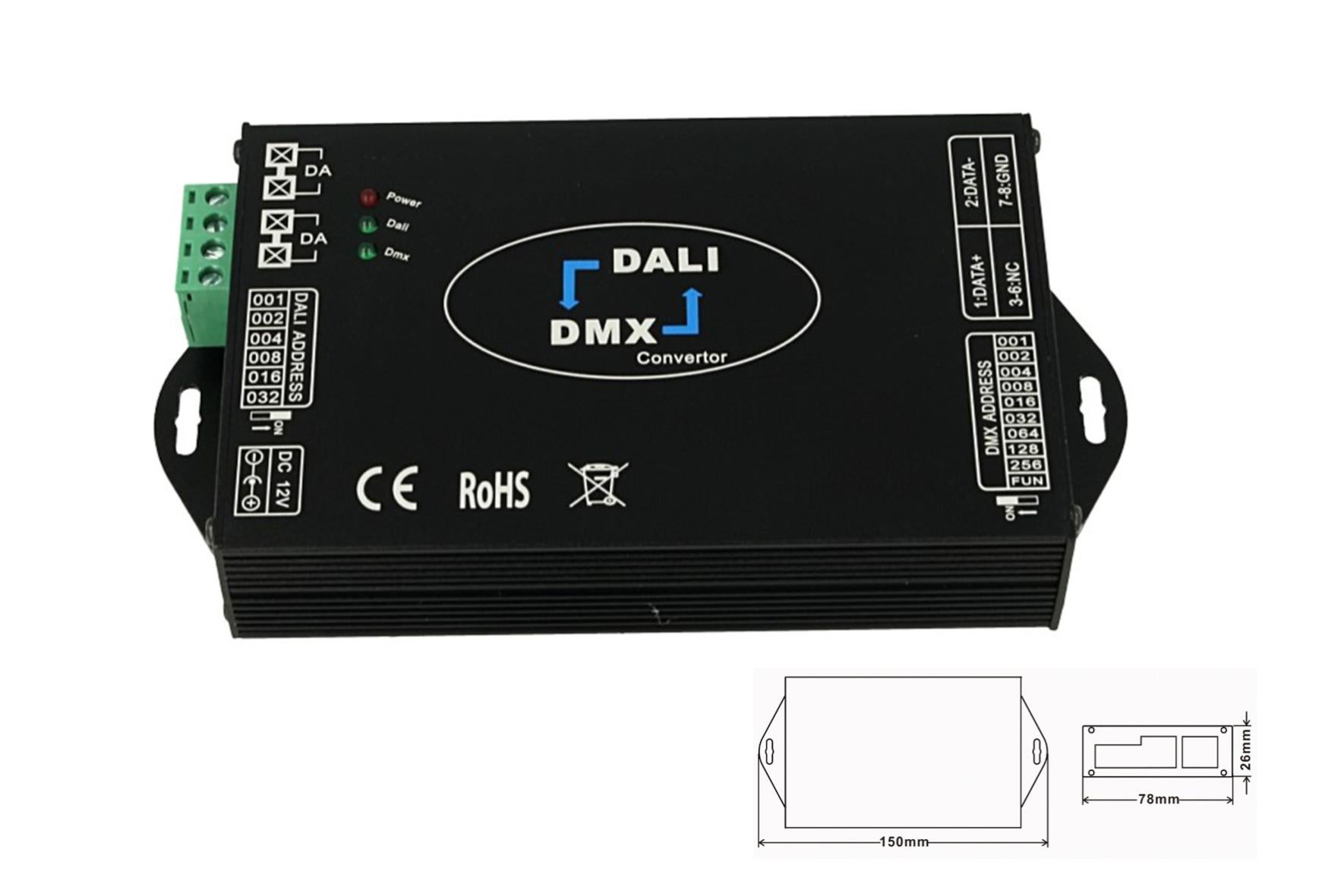 Convertitore Segnale Trasforma Da DMX a DALI e Da DALI a DMX 12V 24V ...
