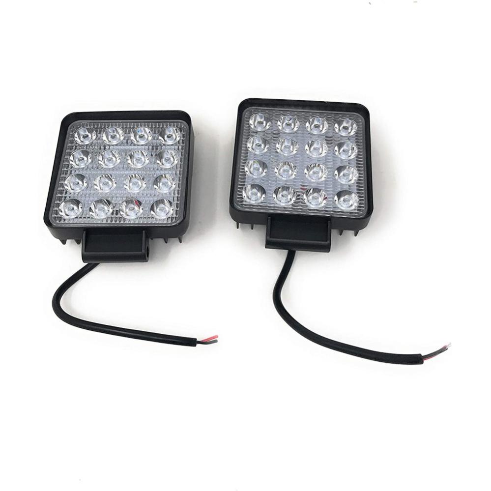 2 fari faretto 12 v 48w-16 led quadrato fuoristrada camion trattore ...