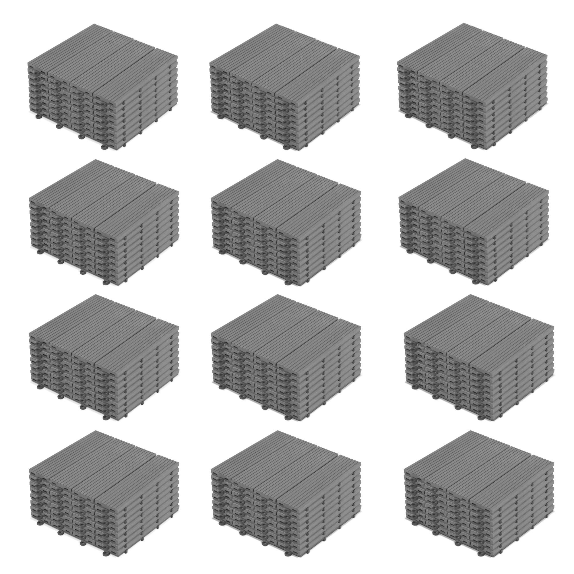 Set di 96 piastrelle ad incastro in legno composito grigio | Leroy Merlin
