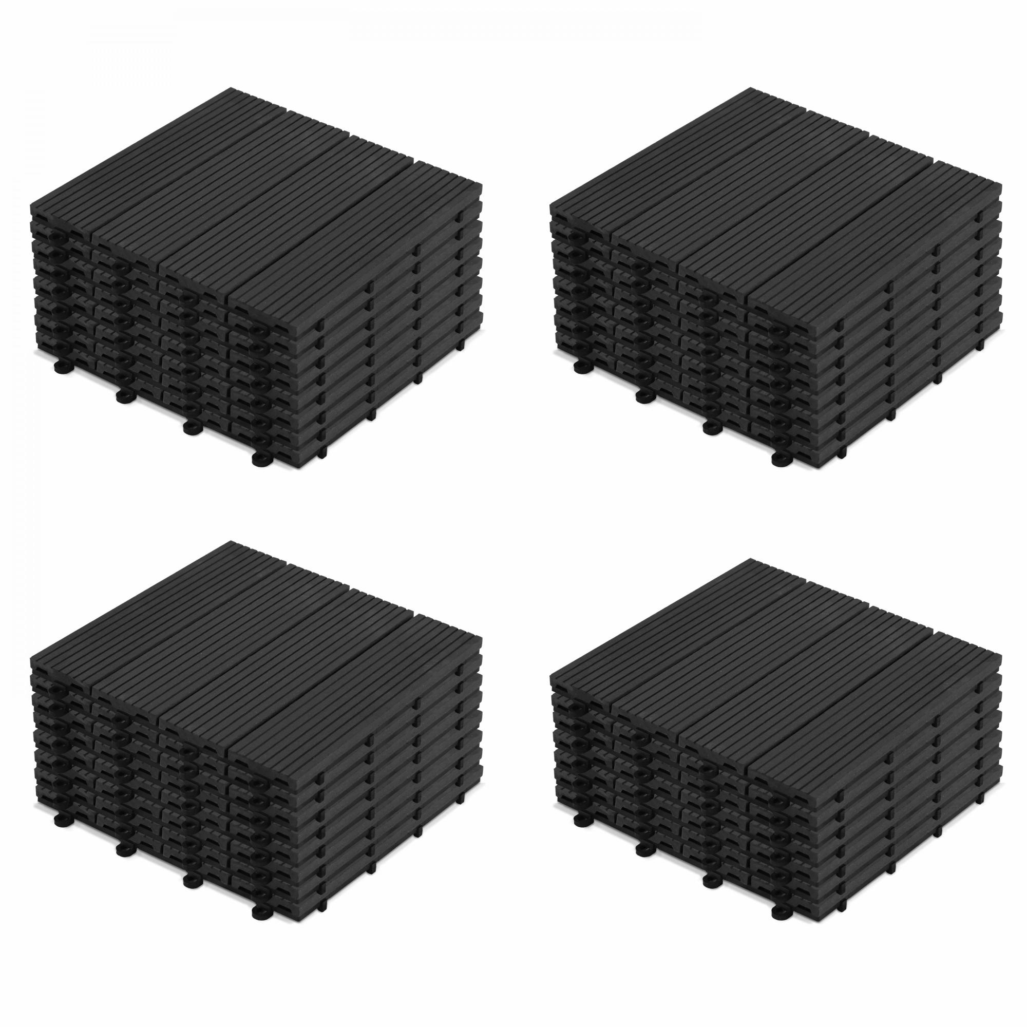 Set di 32 piastrelle in legno composito grigio ad incastro | Leroy Merlin