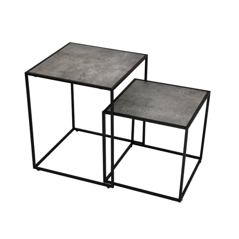 Set due tavolini nero cemento quadrati moderni | Leroy Merlin