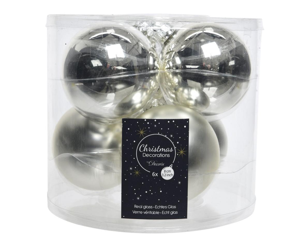 Pallina sfera natalizia in vetro Argento 6 cm Set da 6 pezzi | Leroy Merlin