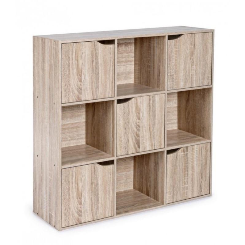 Meuble cube 5 portes 4 compartiments apparents MAELLE chêne clair cm ...