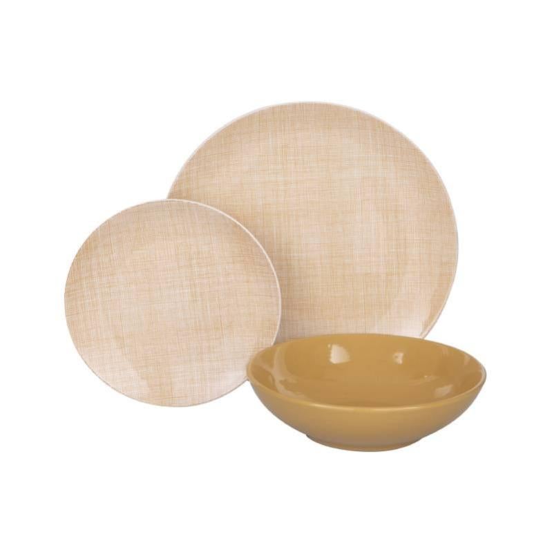 Set piatti da tavola senape in porcellana e stoneware pz 18 | Leroy Merlin