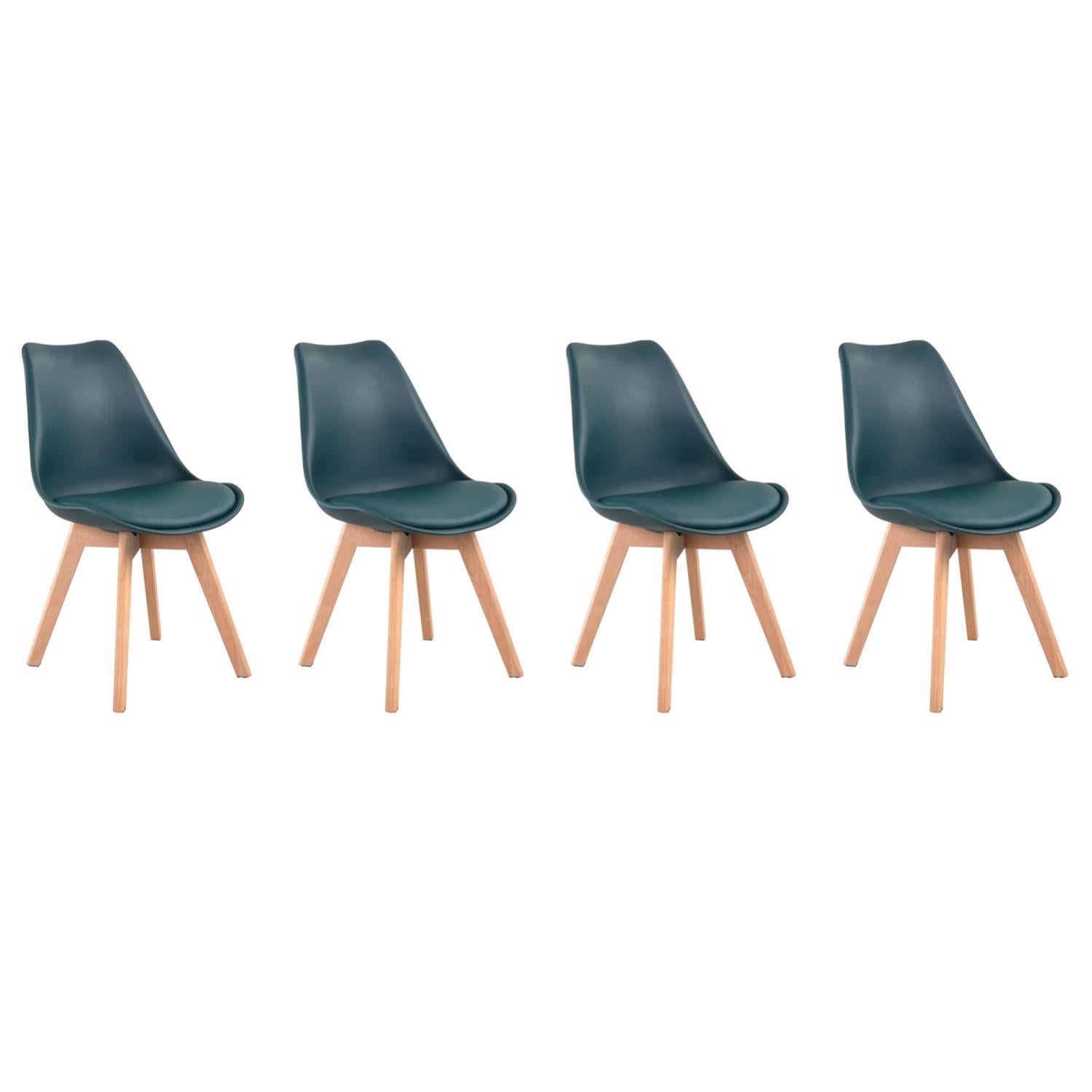 Set di 4 sedie scandinave NORA blu con cuscino | Leroy Merlin
