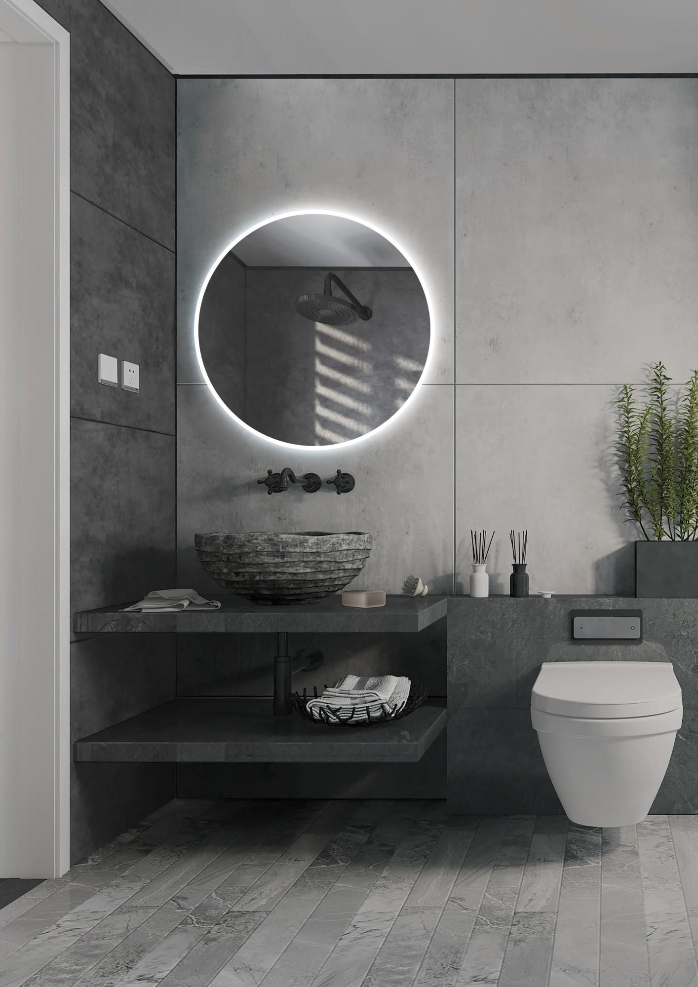 Specchio da bagno rotondo con luce frontale Londra 90 Ø - LEDIMEX ...