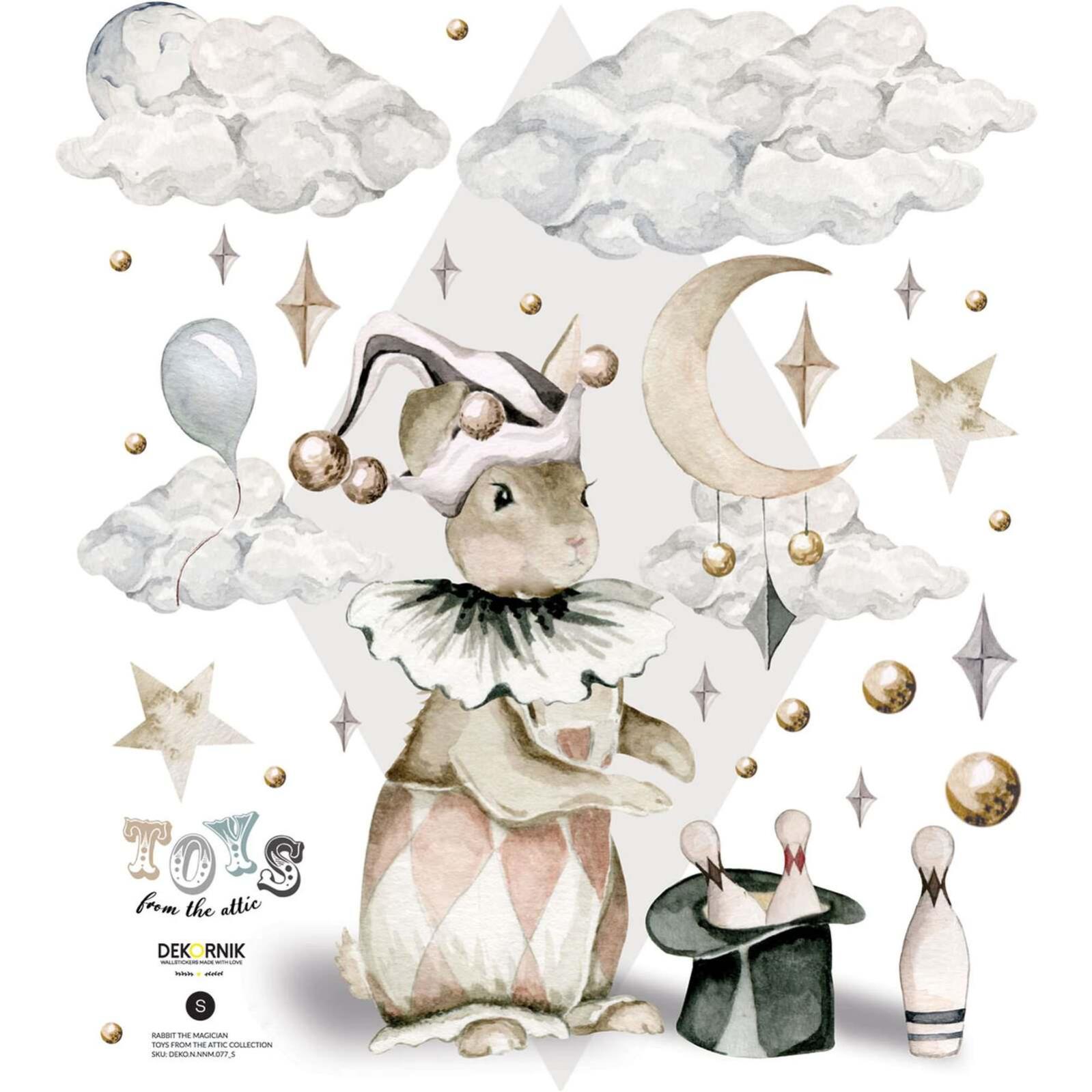 Sticker mural féerique lapin magicien et ciel étoilé - 90 x 100 cm ...