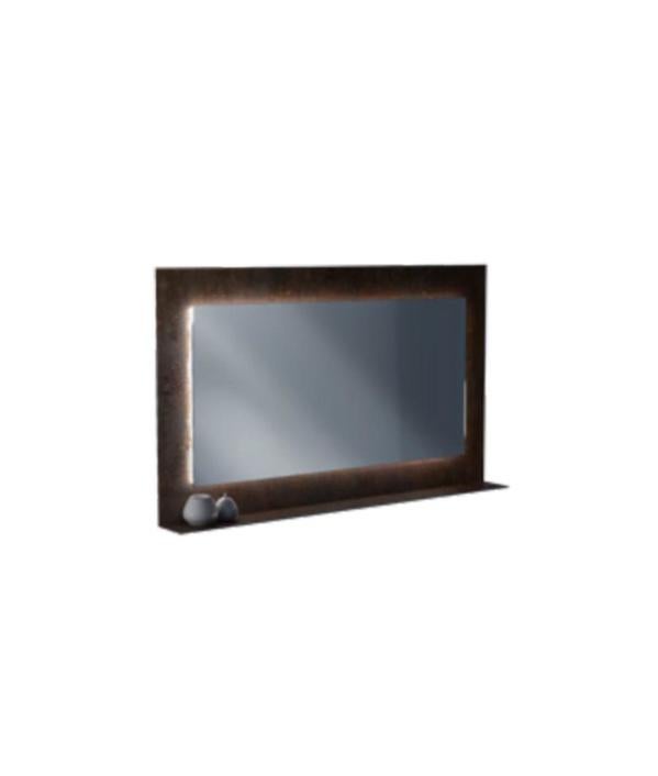 Specchio rettangolare con doppia retroilluminazione con mensola art ...