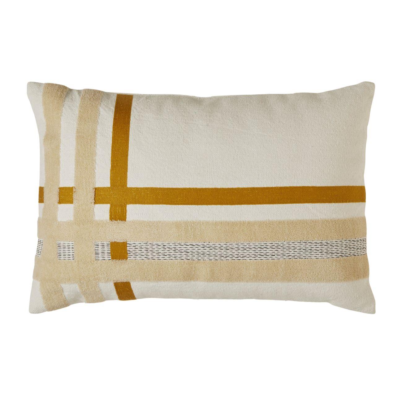 Housse de coussin SCOTT blanc cassé et ocre 40x60 cm | Leroy Merlin
