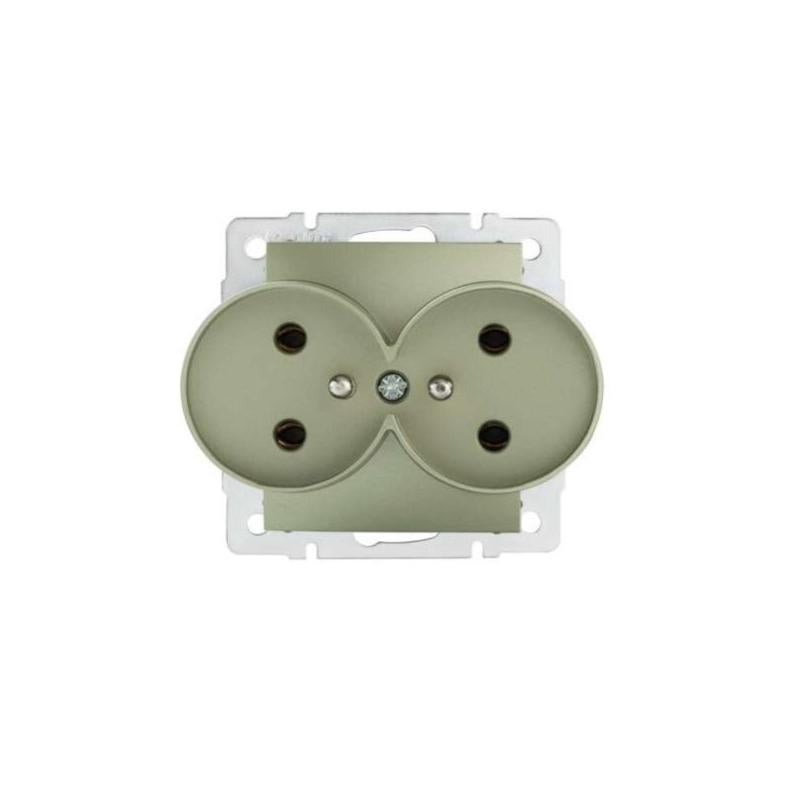 Double Prise avec Terre Encastrable DOMO Champagne | Leroy Merlin