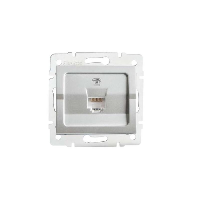 Prise Téléphone RJ11 Encastrable LOGI Argent | Leroy Merlin