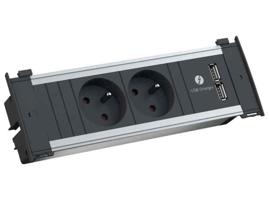 Unité de prises KAPSA S, 2 prises, UTE, 2x USB, 2 m BACHMANN | Leroy Merlin