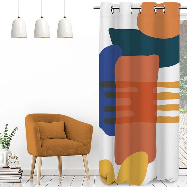 Rideau d'ameublement aux formes multicolores - Multicolore - 135x250 cm ... Rideau d'ameublement aux formes multicolores - Multicolore - 135x250 cm ...