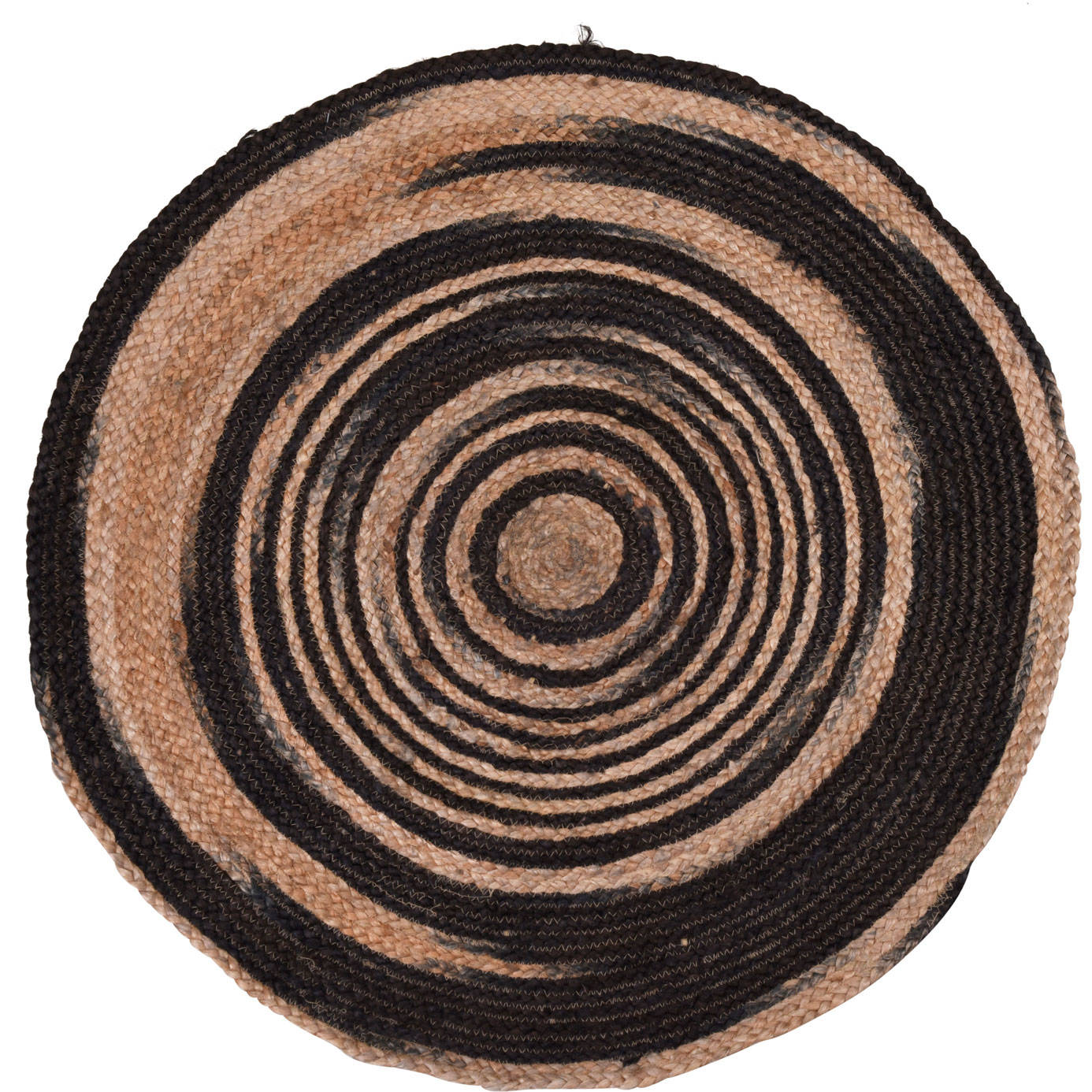 Tapis de jute, Ø 90 cm, brun en cercles noirs, Home Styling Collection ...