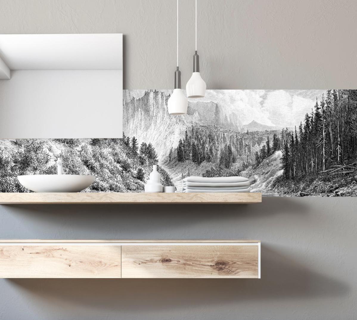 Crédence Adhésive Gravure - Paris 1900 - Noir Positif - 60x200cm ...