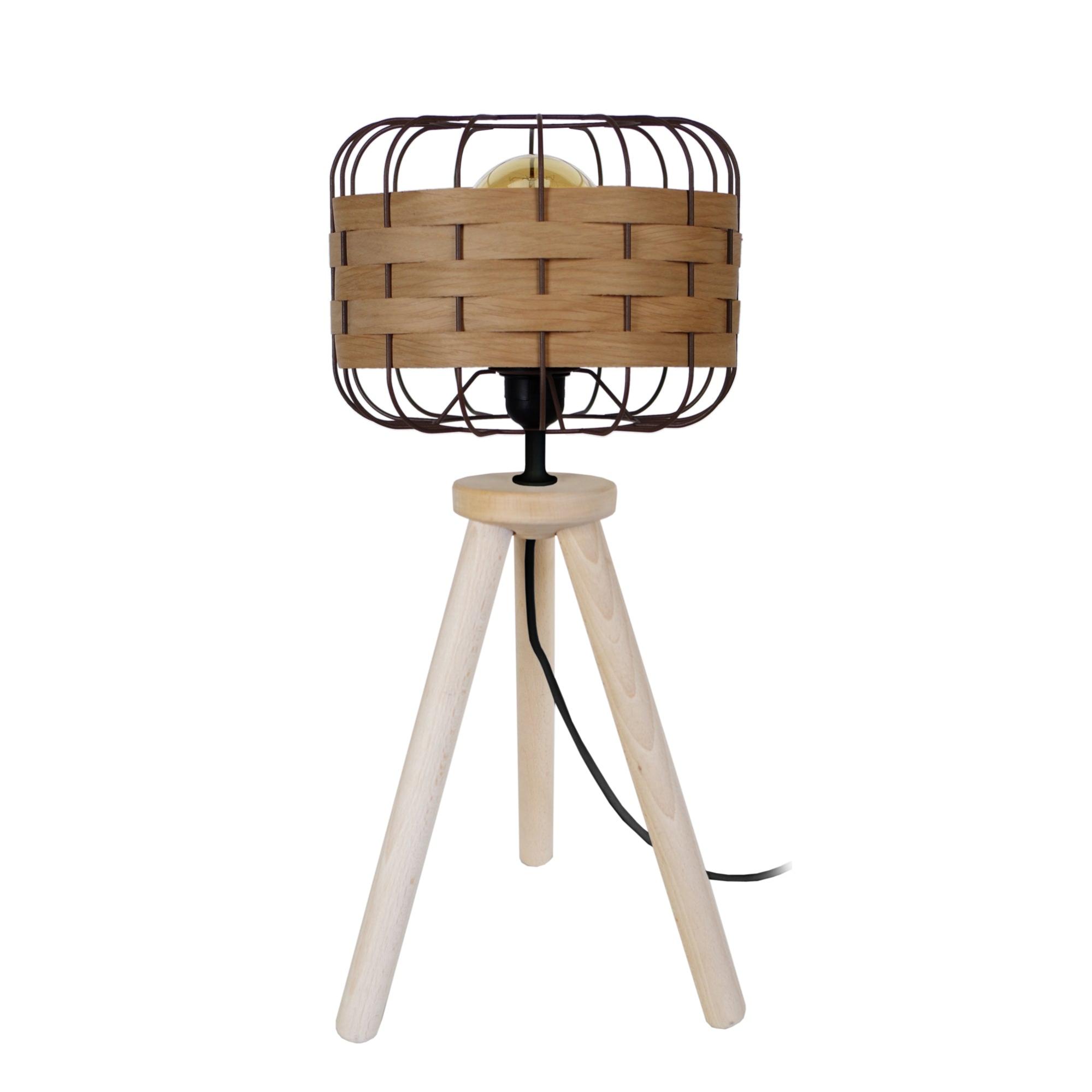 Lampe a poser TOSEL TRESSÉ.BAGO R métal et bois naturel D 25 x H 54 cm | Leroy Merlin