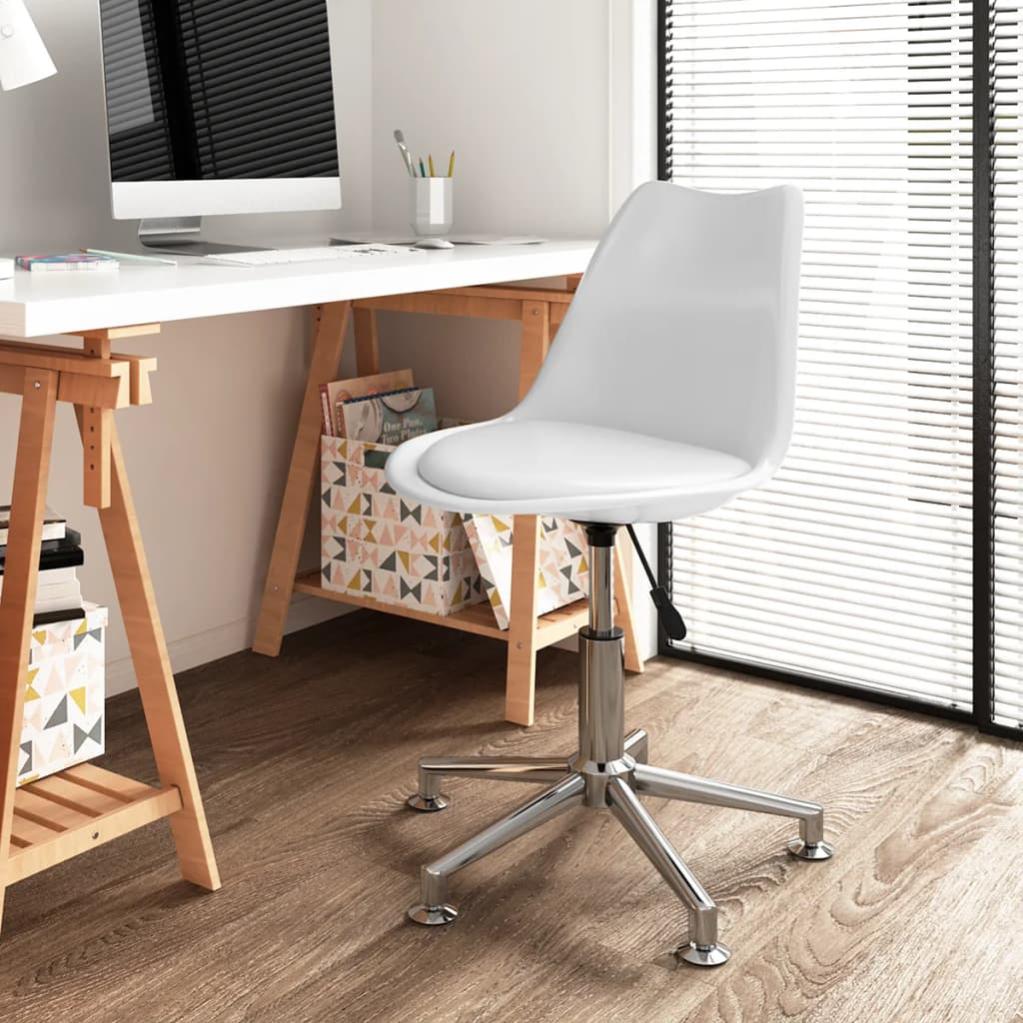 VidaXL Silla de oficina giratoria de cuero sintético blanco | Leroy Merlin